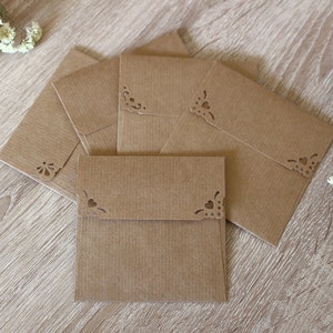 25 Small Square Envelopes, Brown Ribbed Kraft Envelopes for Save the ...