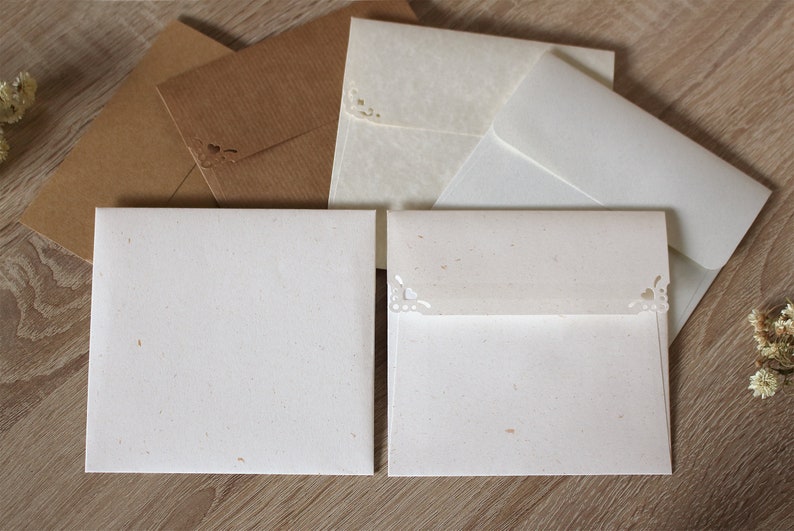 100 Square Envelopes 5x5 6x6 Recycled Paper Envelopes for Wedding ...