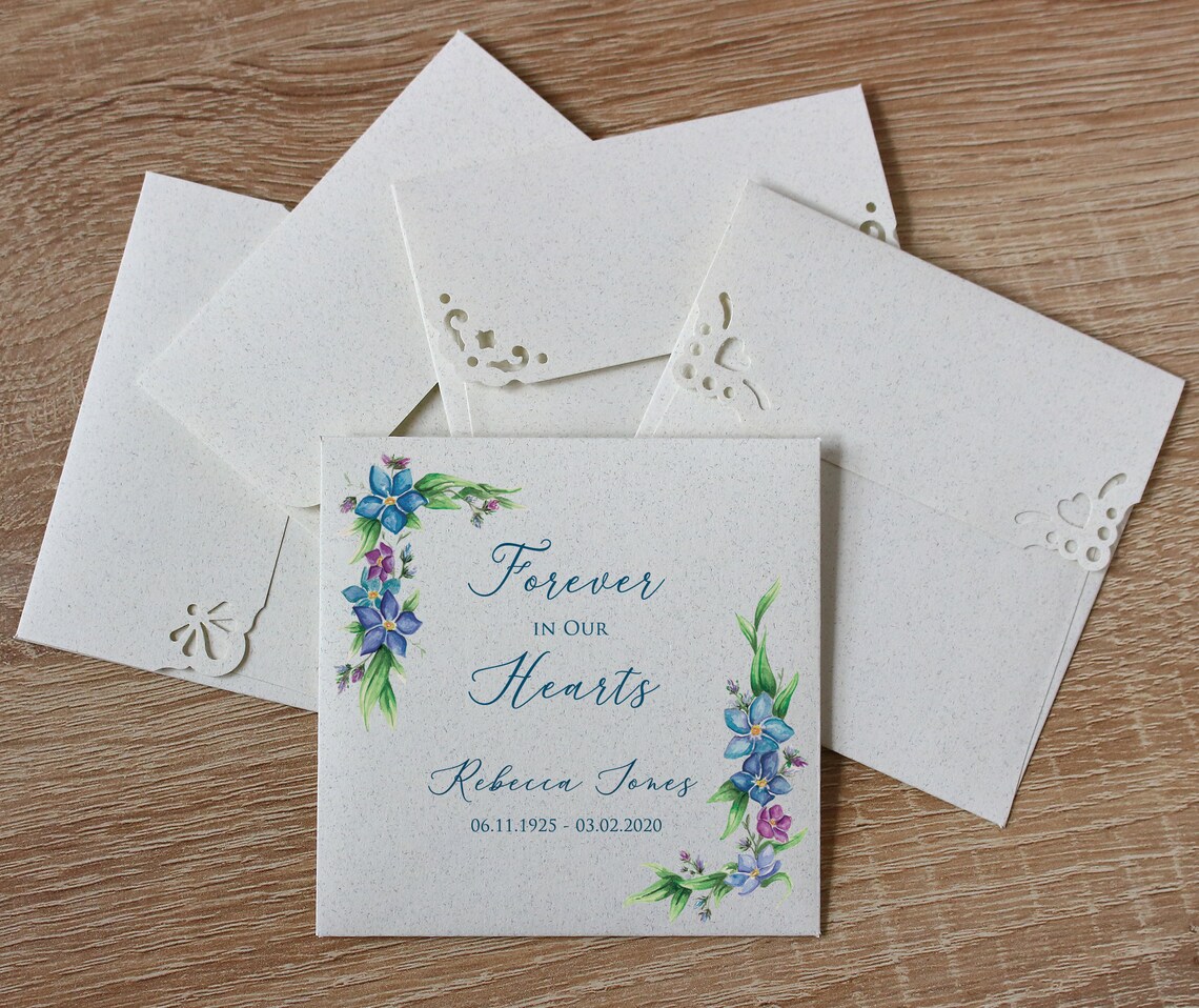 Custom Flower Seed Envelopes, 25 Personalized Seed Envelopes, Funeral ...