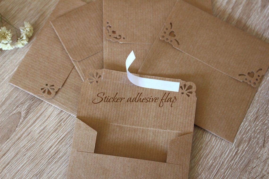 25 Small Square Envelopes, Brown Ribbed Kraft Envelopes for Save the ...