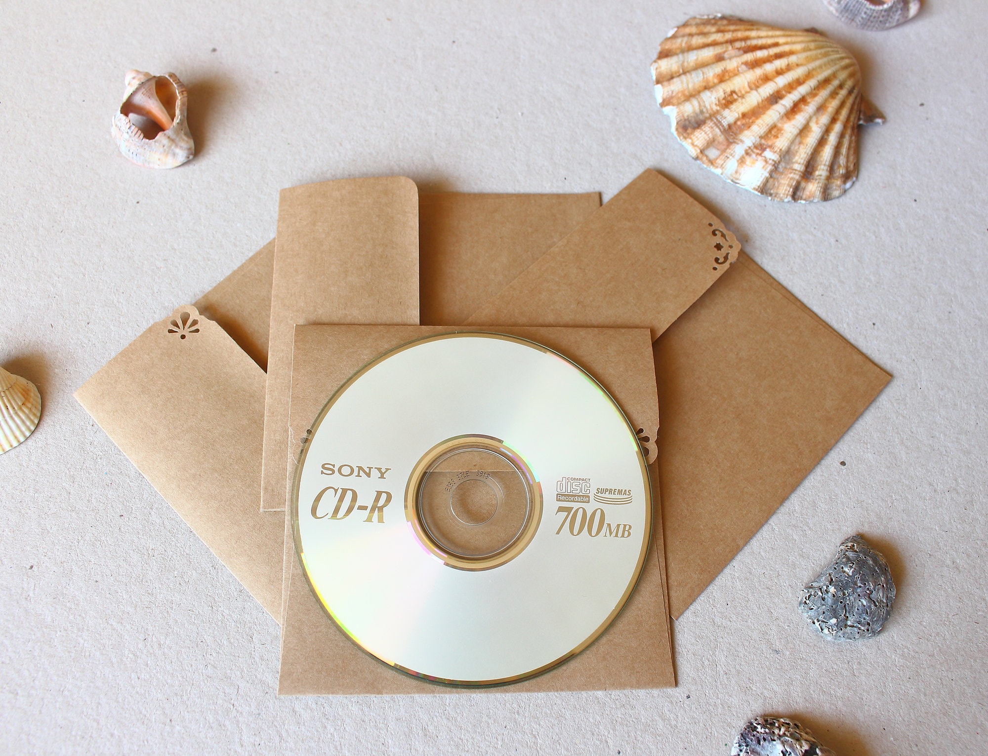 50 CD Envelopes - Custom Printed Kraft CD Sleeves - 5x5 6x6 Square ...