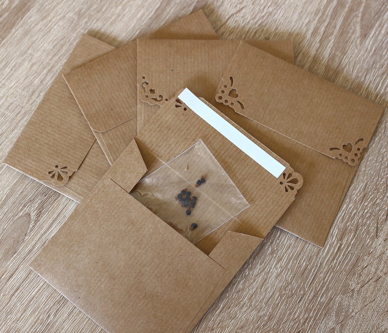 25 Small Square Envelopes, Brown Ribbed Kraft Envelopes for Save the ...