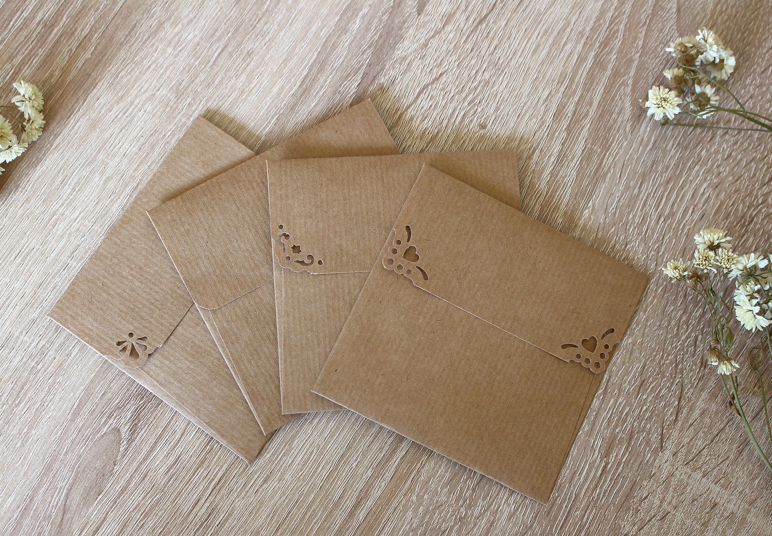 25 Small Square Envelopes, Brown Ribbed Kraft Envelopes for Save the ...