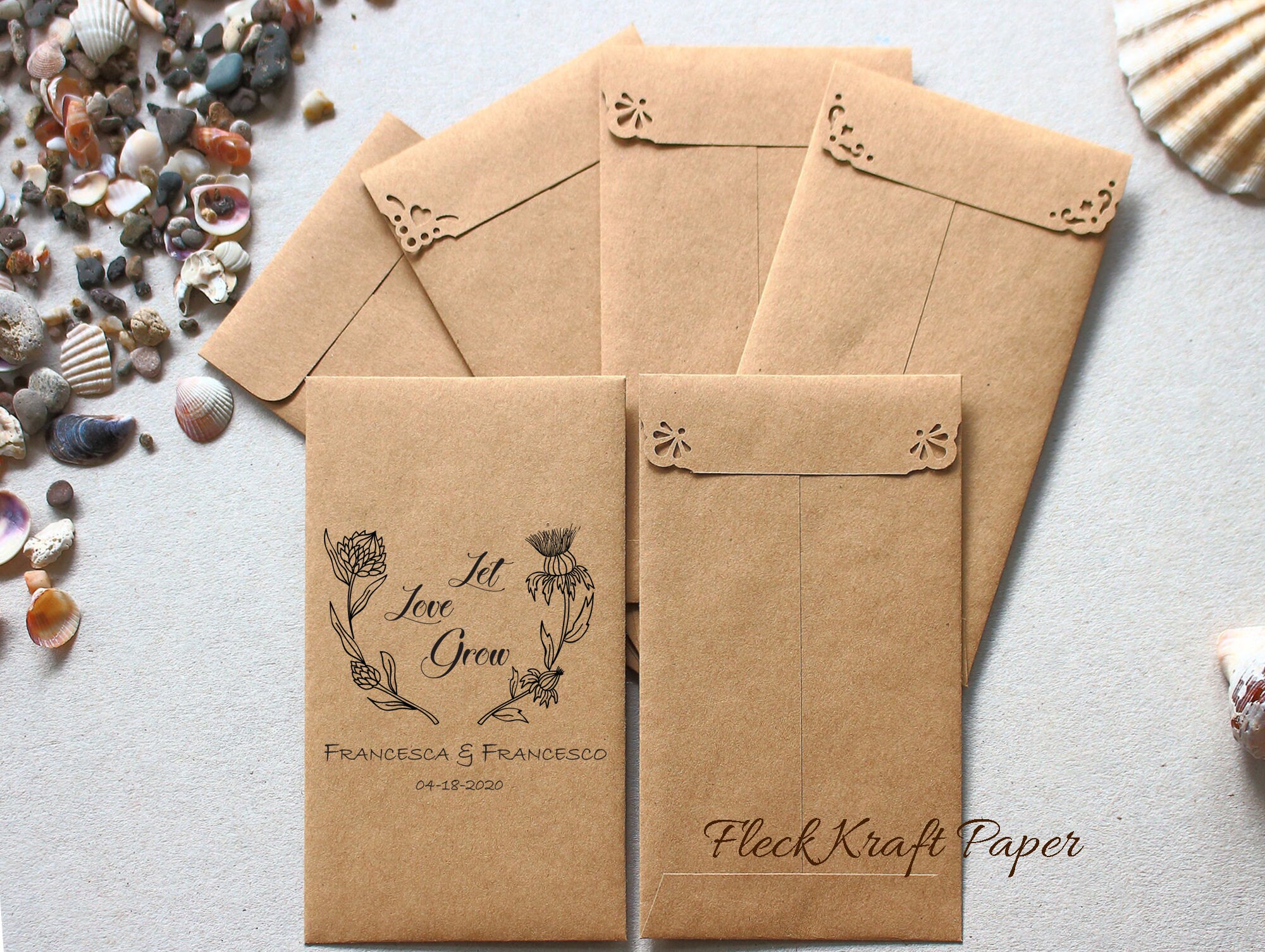 25 Custom Printed Seed Packets - Brown Kraft Envelopes Personalized ...