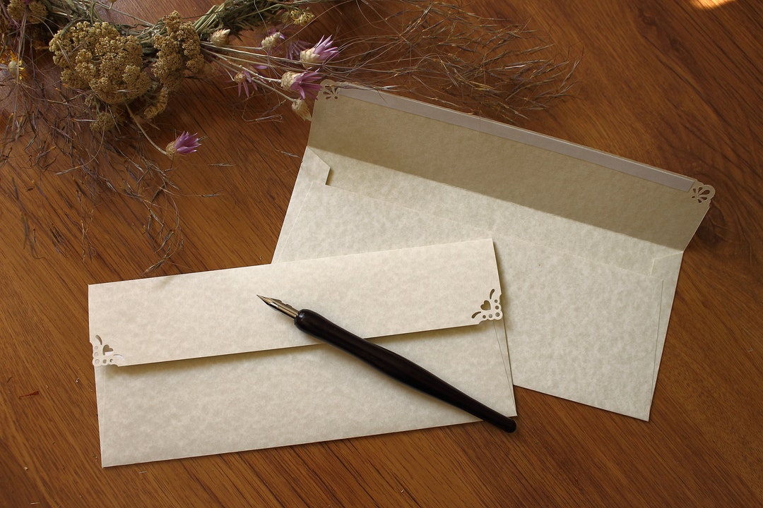 25 DL Parchment Envelopes - Natural White Envelopes 110 X 220mm for ...