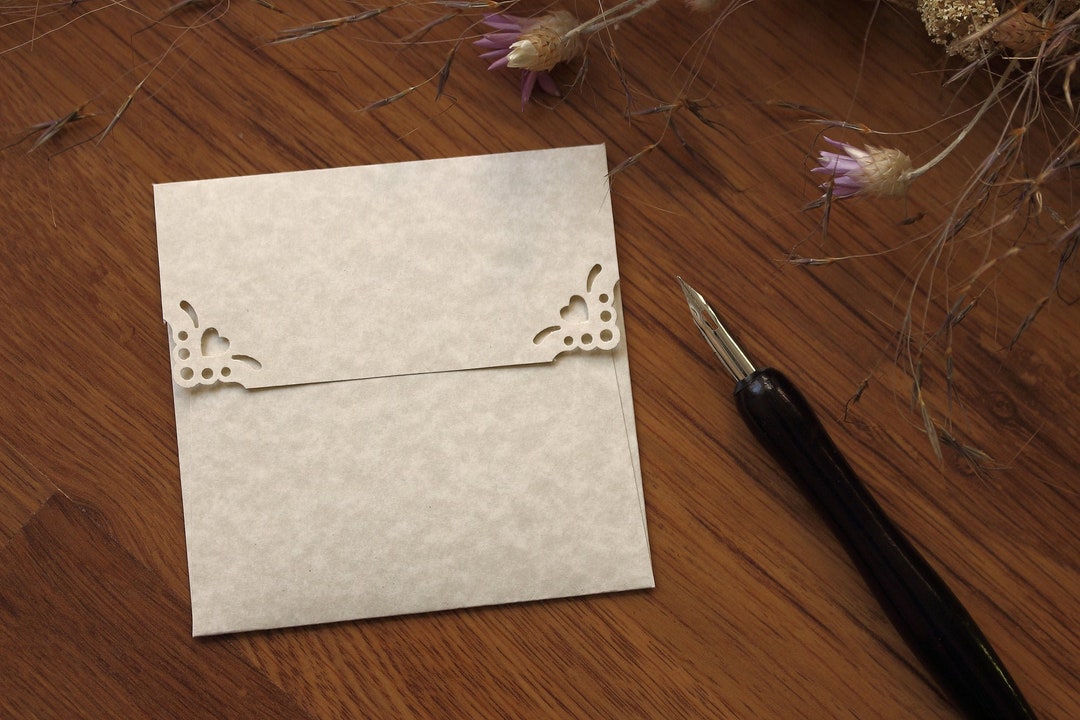 25 Square Envelopes - 5x5 6x6" / 125-155mm Natural Parchment Paper ...