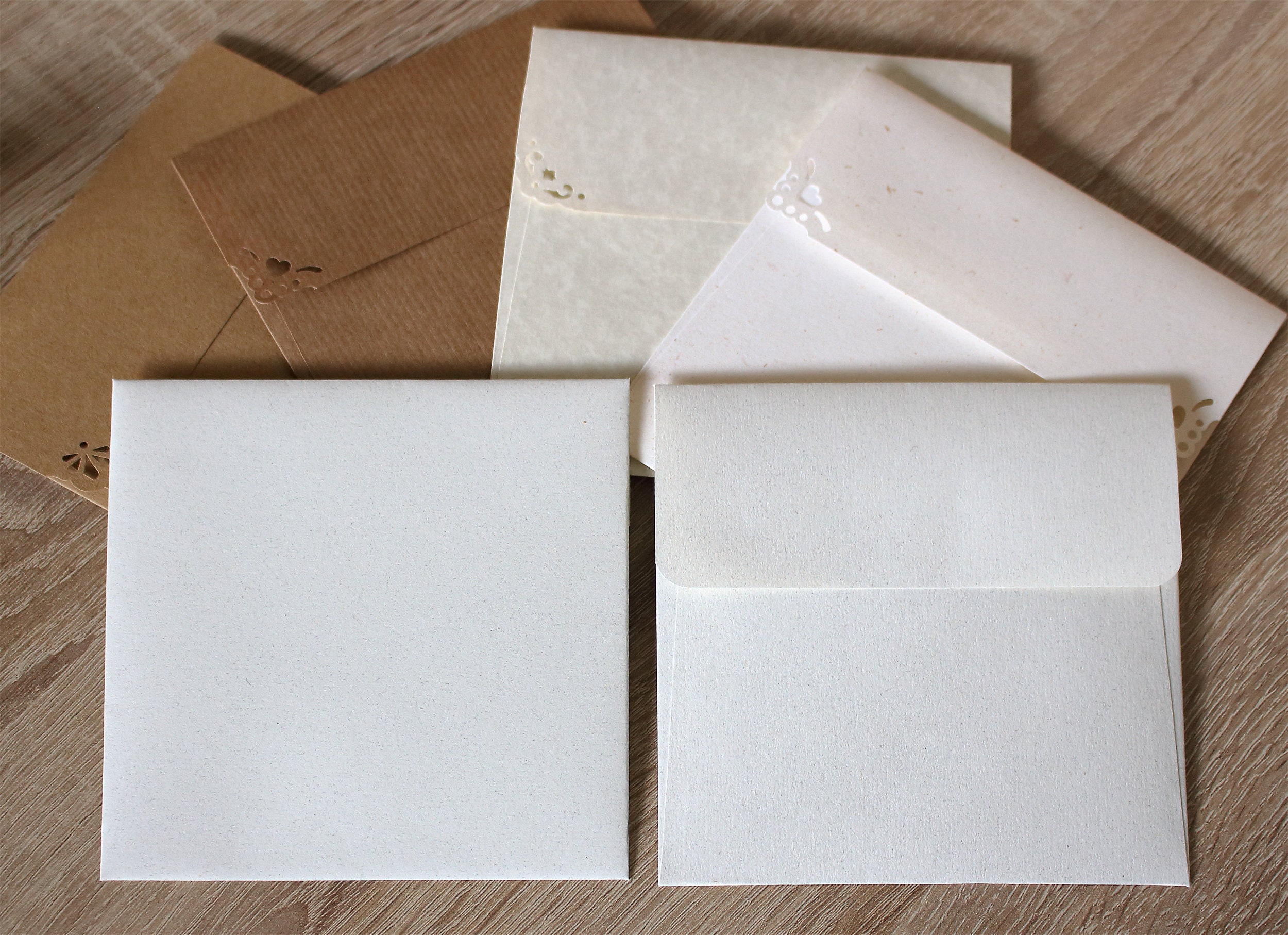 100 Square Envelopes 5x5 6x6 Recycled Paper Envelopes for Wedding ...