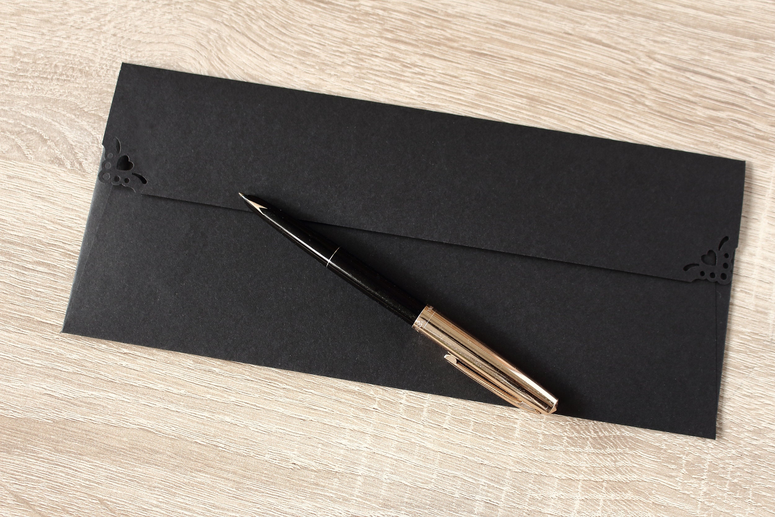 25 BLACK DL Envelopes - Long Size 110 X 220mm 4.3 X 8.6" for Wedding ...