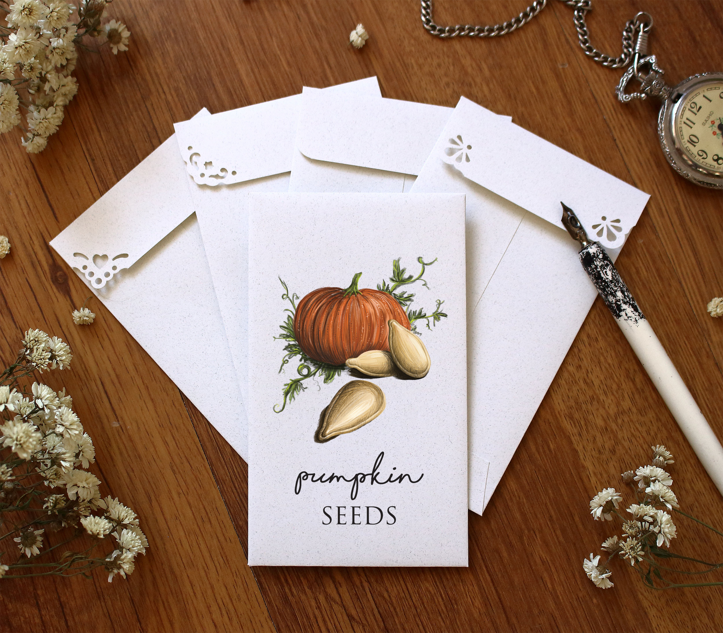 25 Pumpkin Seeds Packet Envelopes - Baby Shower Seed Favors ...