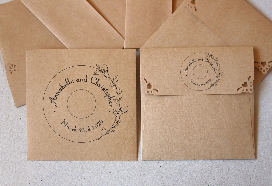 50 CD Envelopes - Custom Printed Kraft CD Sleeves - 5x5 6x6 Square ...