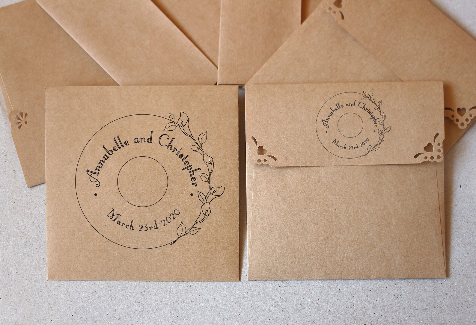 25 Wedding Favors CD Envelopes - Custom Printed Kraft CD Sleeves - 5x5 ...