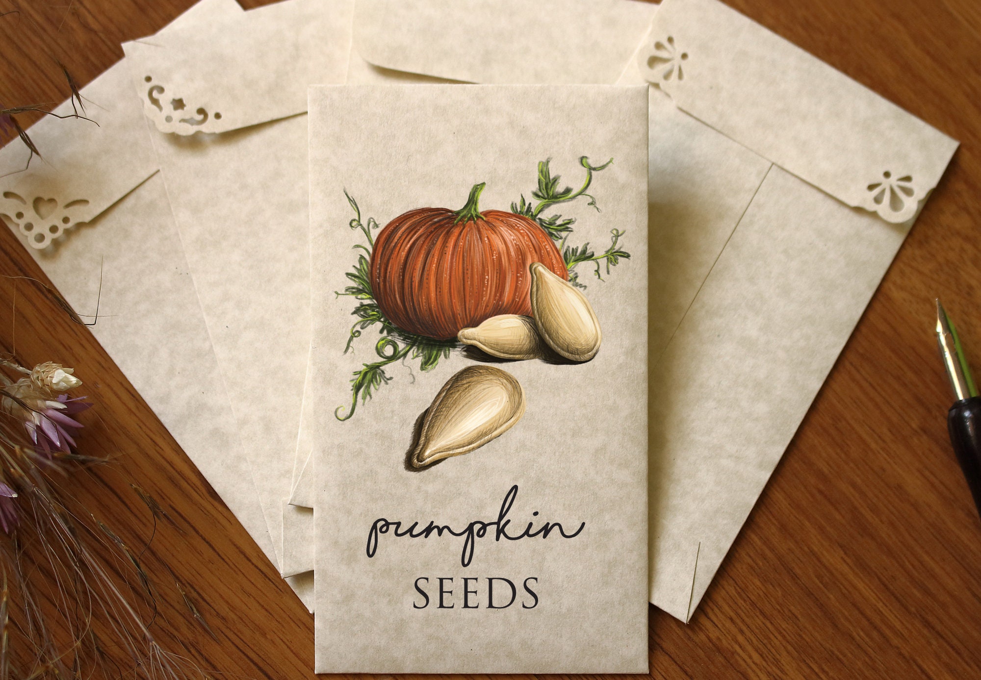 25 Pumpkin Seeds Packet Envelopes - Baby Shower Seed Favors ...