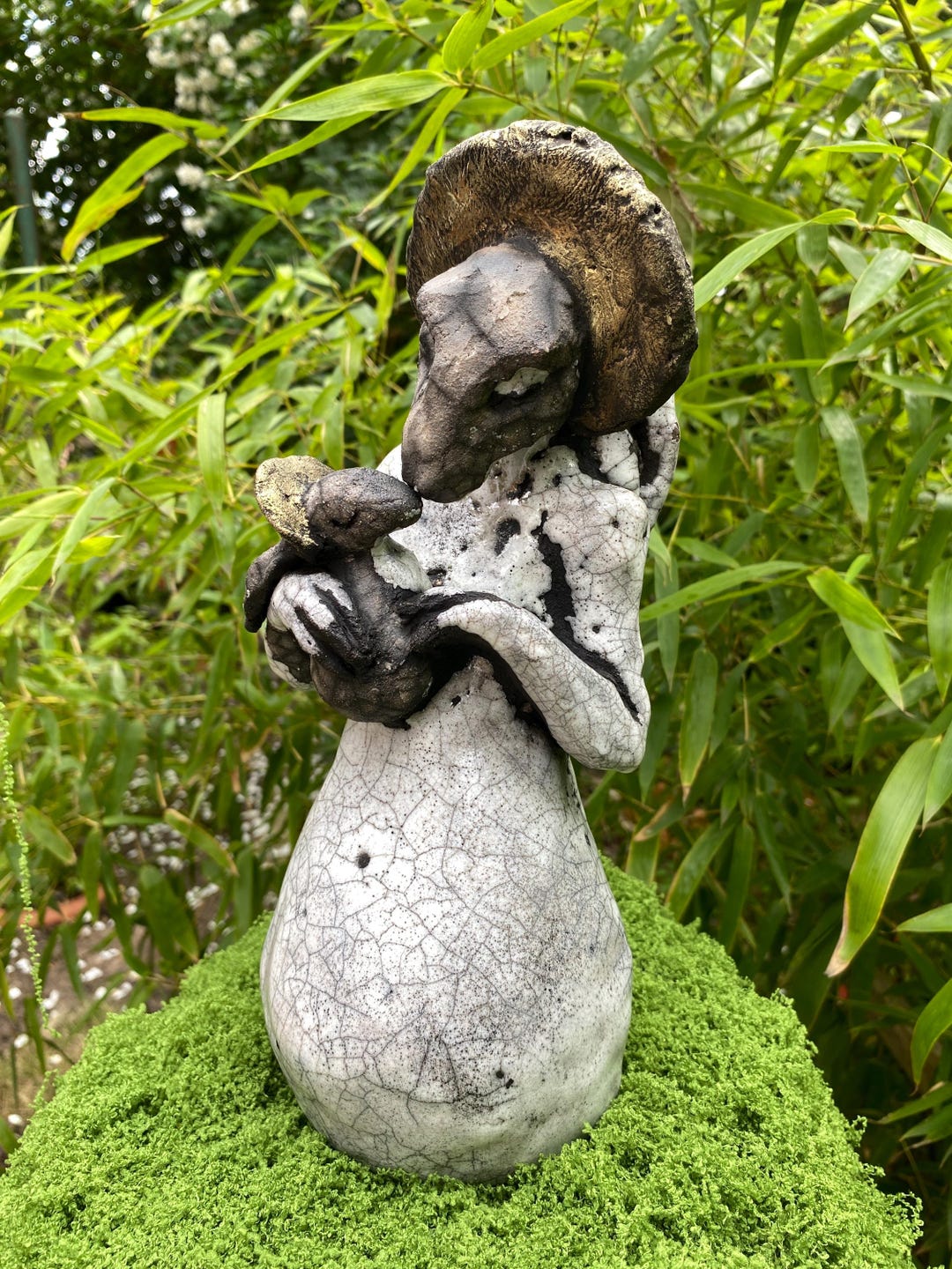 Madonna of the Rabbits. Raku Ceramic Sculpture of a Mother and Child ...