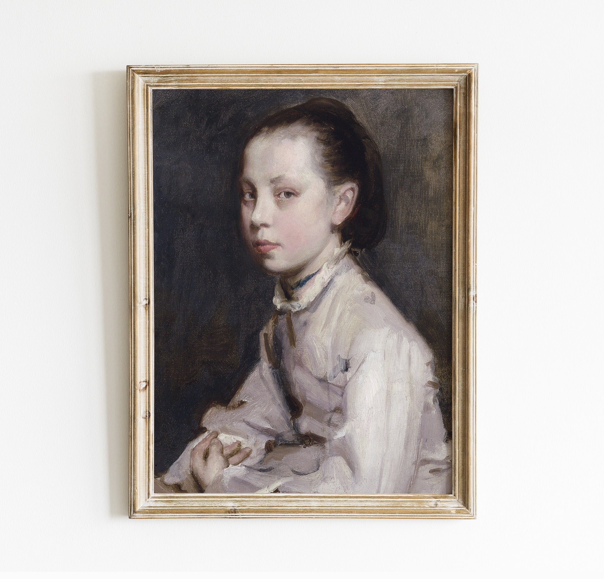 Young Girl Portrait Painting of Girl Vintage Oil Portrait | Etsy