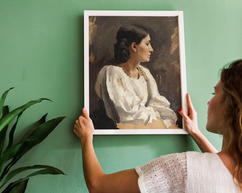 Antique Italian Woman Portrait Print, Vintage Oil Painting Decor / P905 ...
