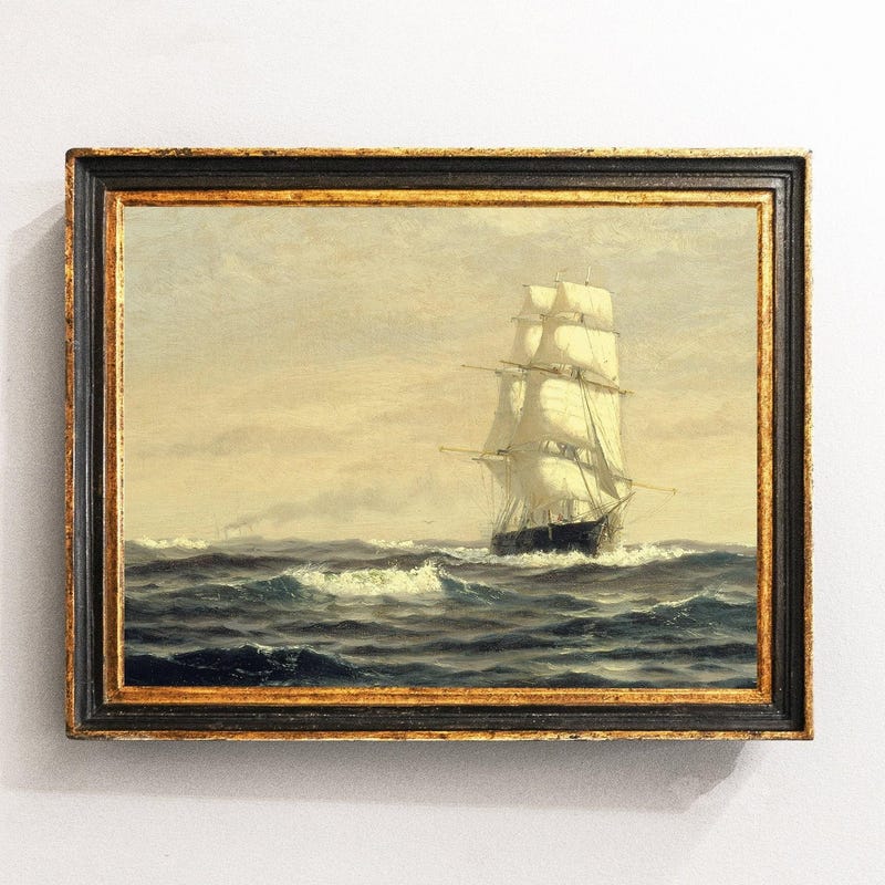 Old Ship Painting - Etsy
