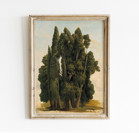 Cypresses Painting Trees Landscape Country Landscape | Etsy
