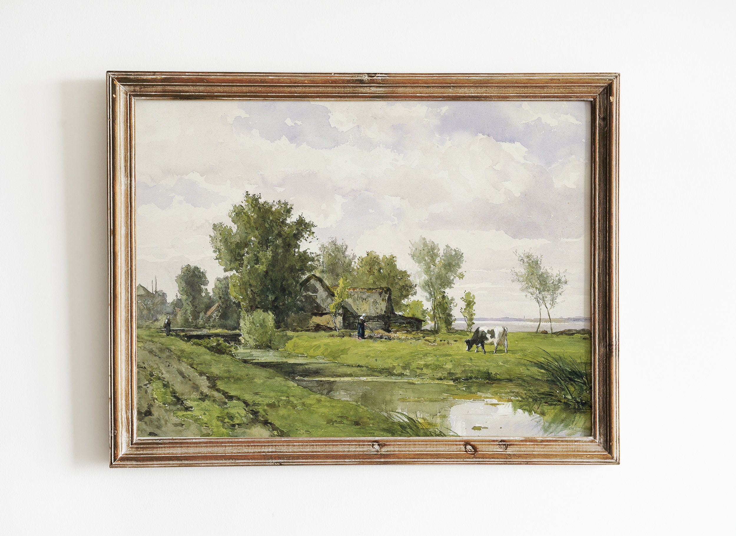 Countryside Painting Landscape Watercolor River Landscape - Etsy