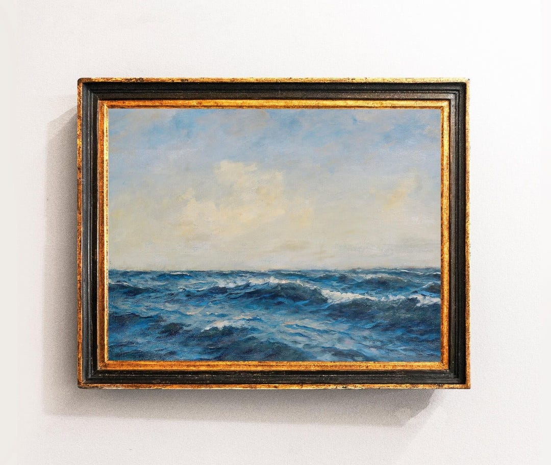 Coastal Decor, Sea Landscape, Beach House Wall Art, Vintage Ocean ...