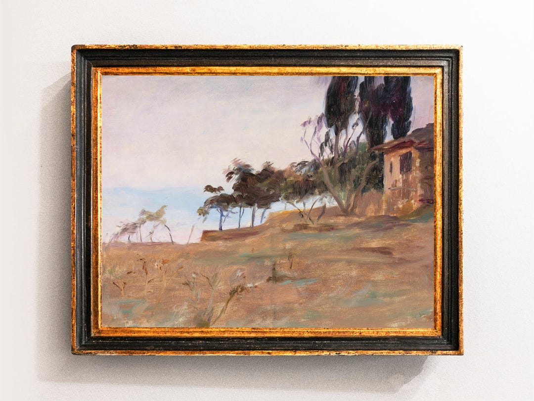 Rustic Hillside Landscape Print, Impressionist Nature Scene / P935 - Etsy