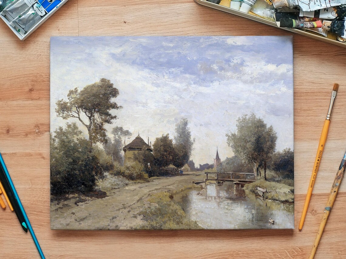 River Landscape Painting, Cottagecore Decor, Vintage Art Print / P12 - Etsy