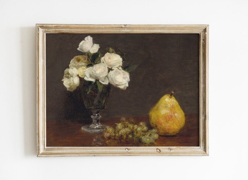 Roses Still Life White Roses Print Flowers Painting Floral - Etsy