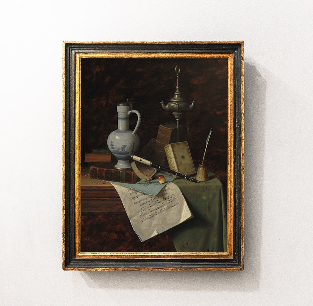 Still Life Painting, Musical Instruments, Antique Painting, Vintage ...