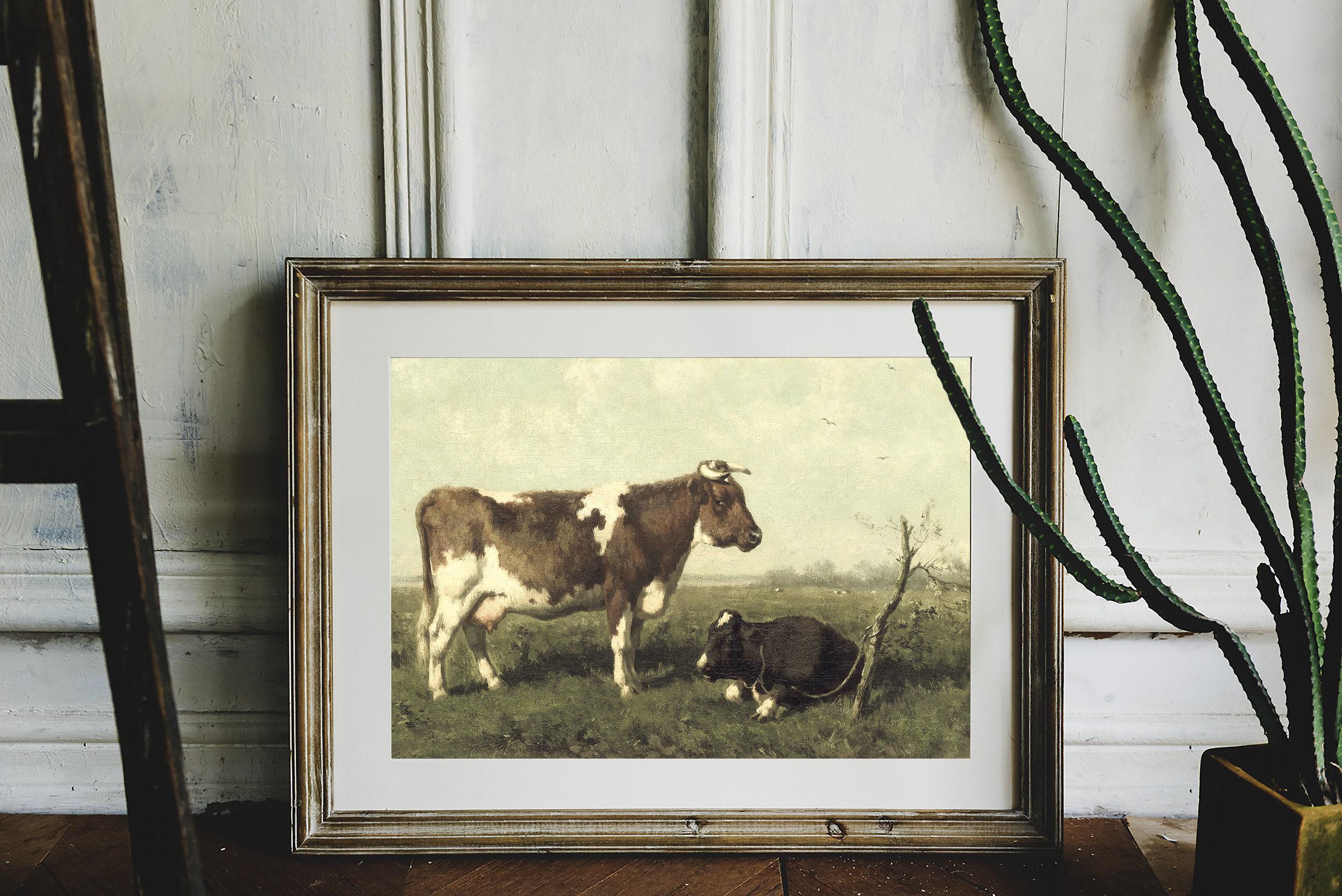 Vintage Cow Print, Cattle Portrait, Farmhouse Wall Art / P485 - Etsy