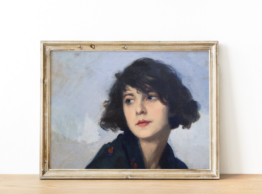 Young Girl Portrait Woman Portrait Vintage Painting Vintage - Etsy