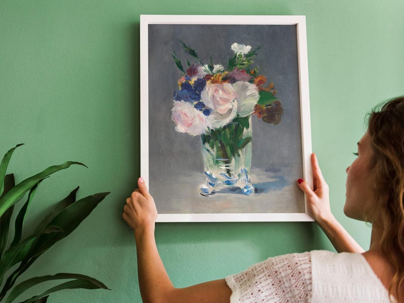 Roses Vintage Painting, Antique Floral Still Life, Rustic Botanical ...