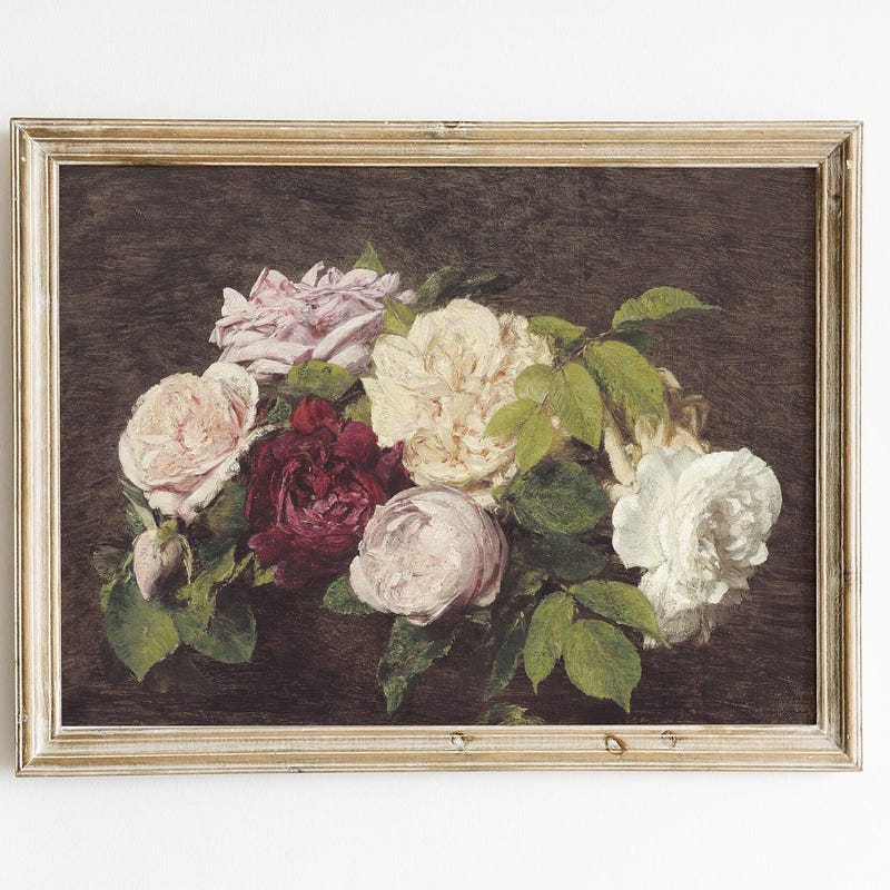 Antique Rose Print - Etsy