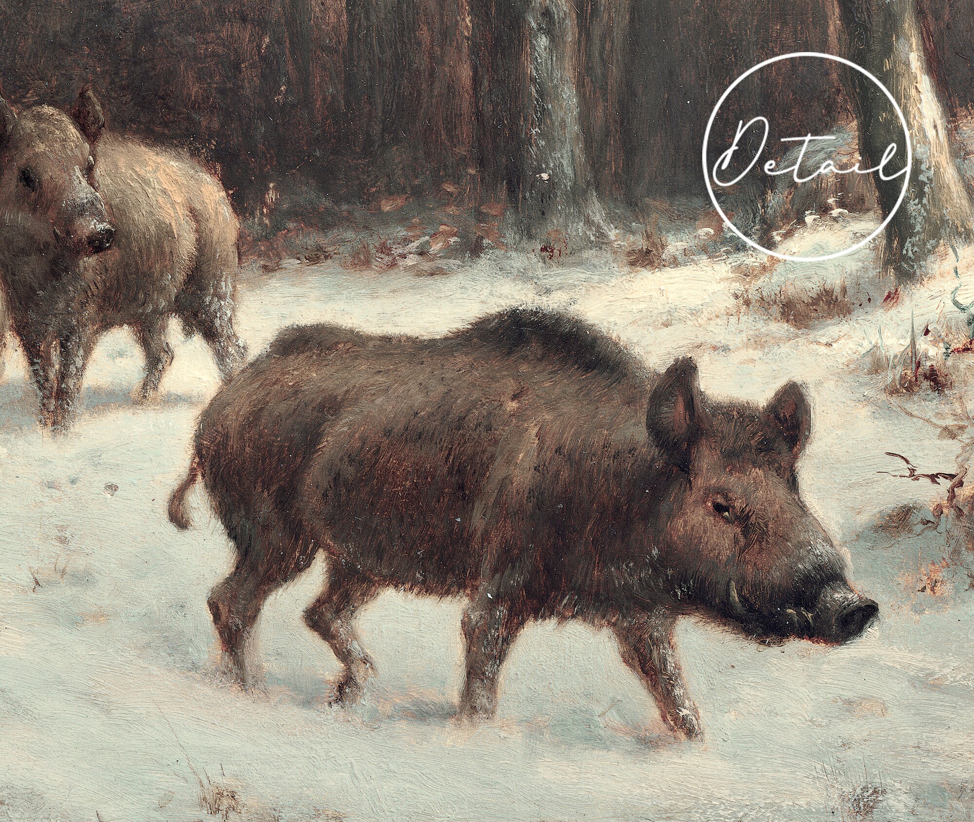 Wild Boars Painting Winter Painting Hunting Print Cabin - Etsy