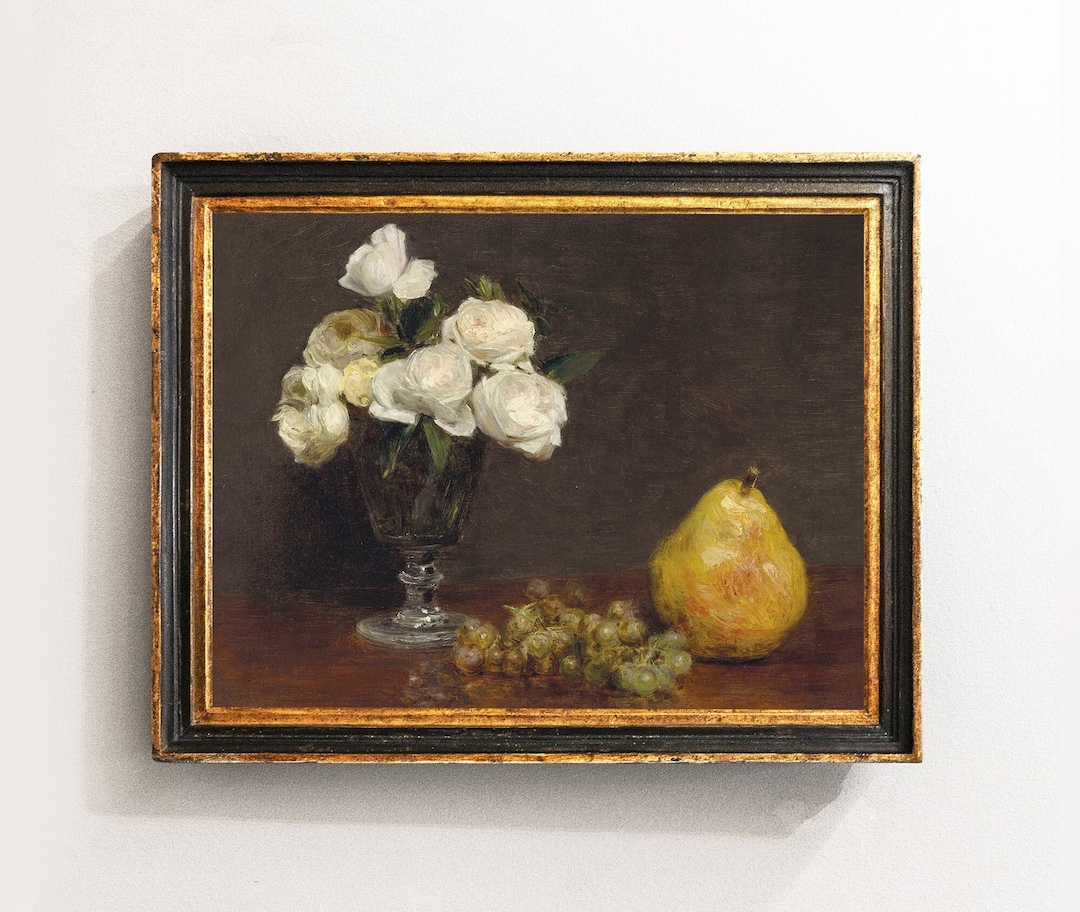 Roses Still Life, White Roses Print, Flowers Painting, Floral Art ...