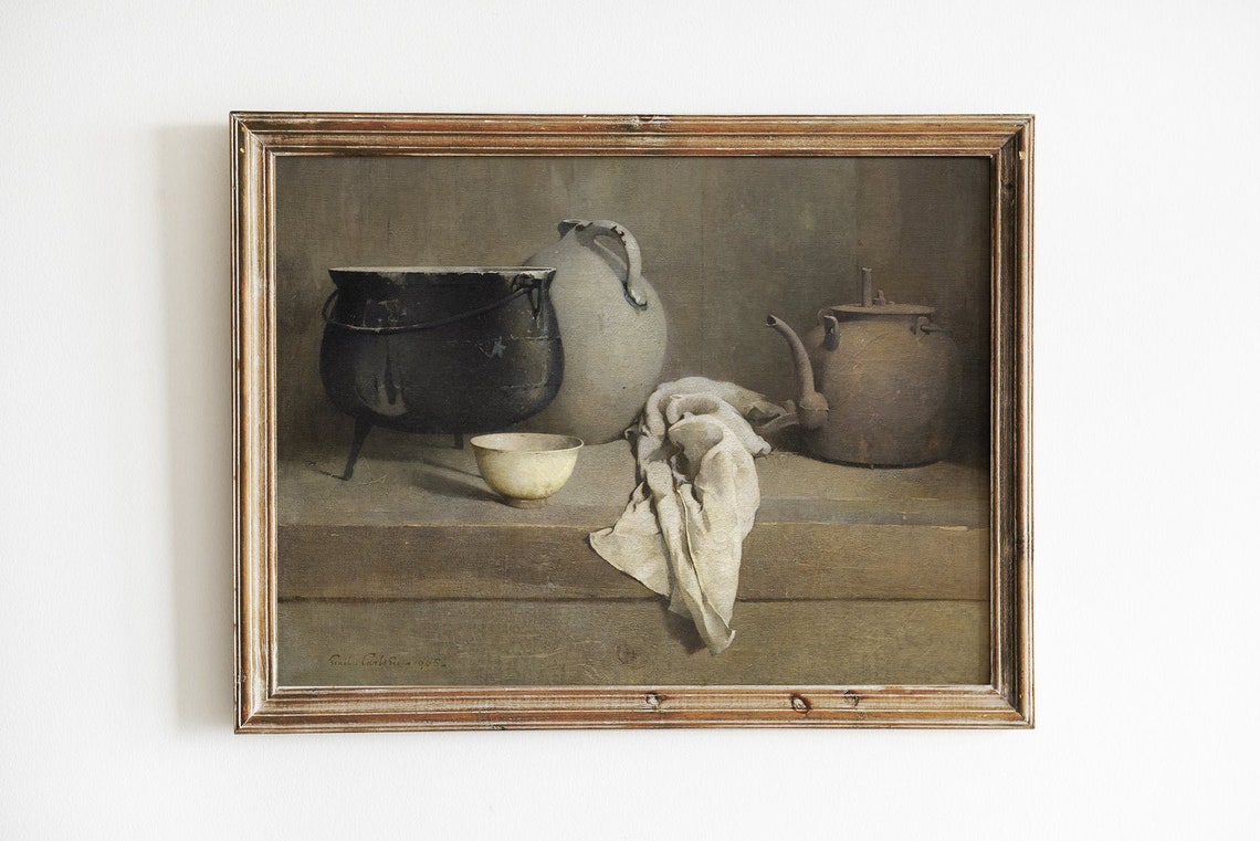 Still Life Painting Pot Still Life Vintage Kitchen Print - Etsy
