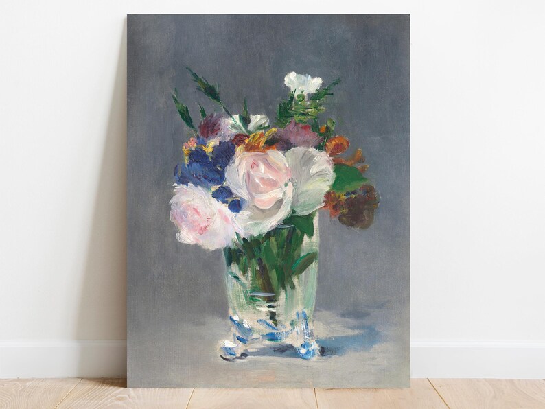 Roses Vintage Painting, Antique Floral Still Life, Rustic Botanical ...
