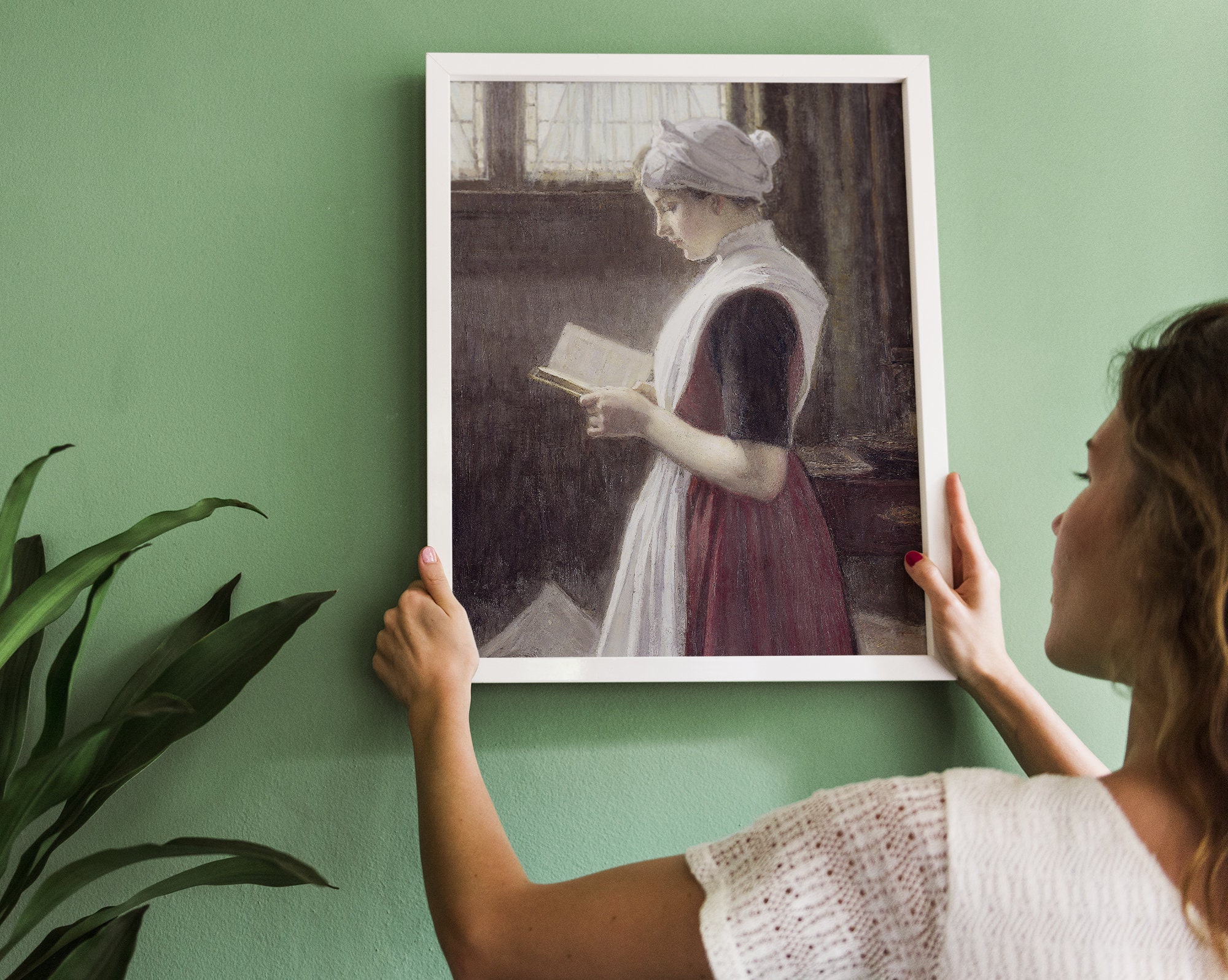 Reading Girl Woman Portrait Portrait Painting Antique | Etsy