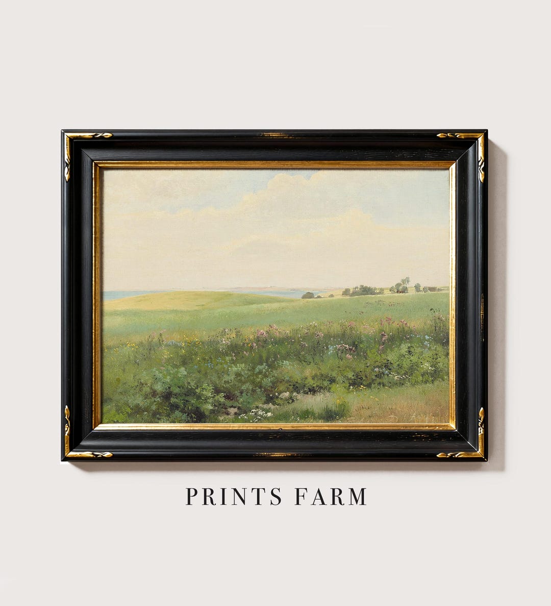 Spring Meadow Painting, Vintage Country Landscape / P503 - Etsy