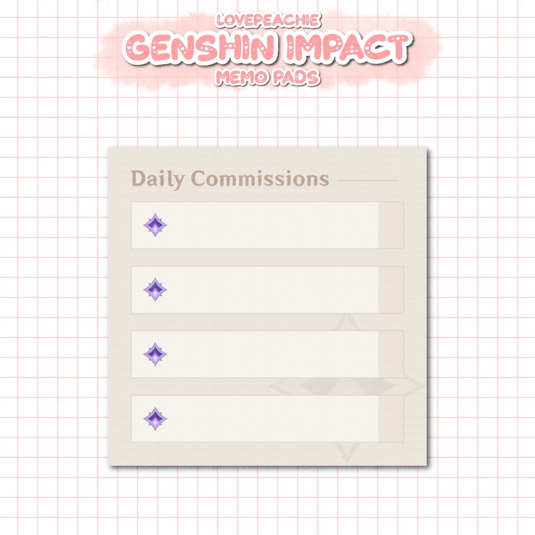 Genshin Impact Memo Pads - Etsy