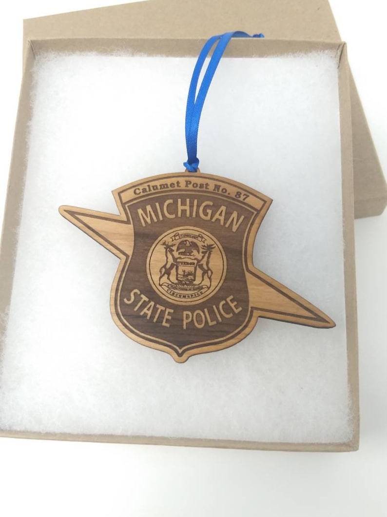 Michigan State Police Personalized Wooden Ornament. Post/ No Post. Gift ...