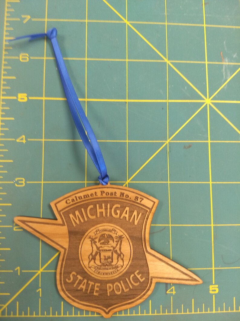 Michigan State Police Personalized Wooden Ornament. Post/ No Post. Gift ...