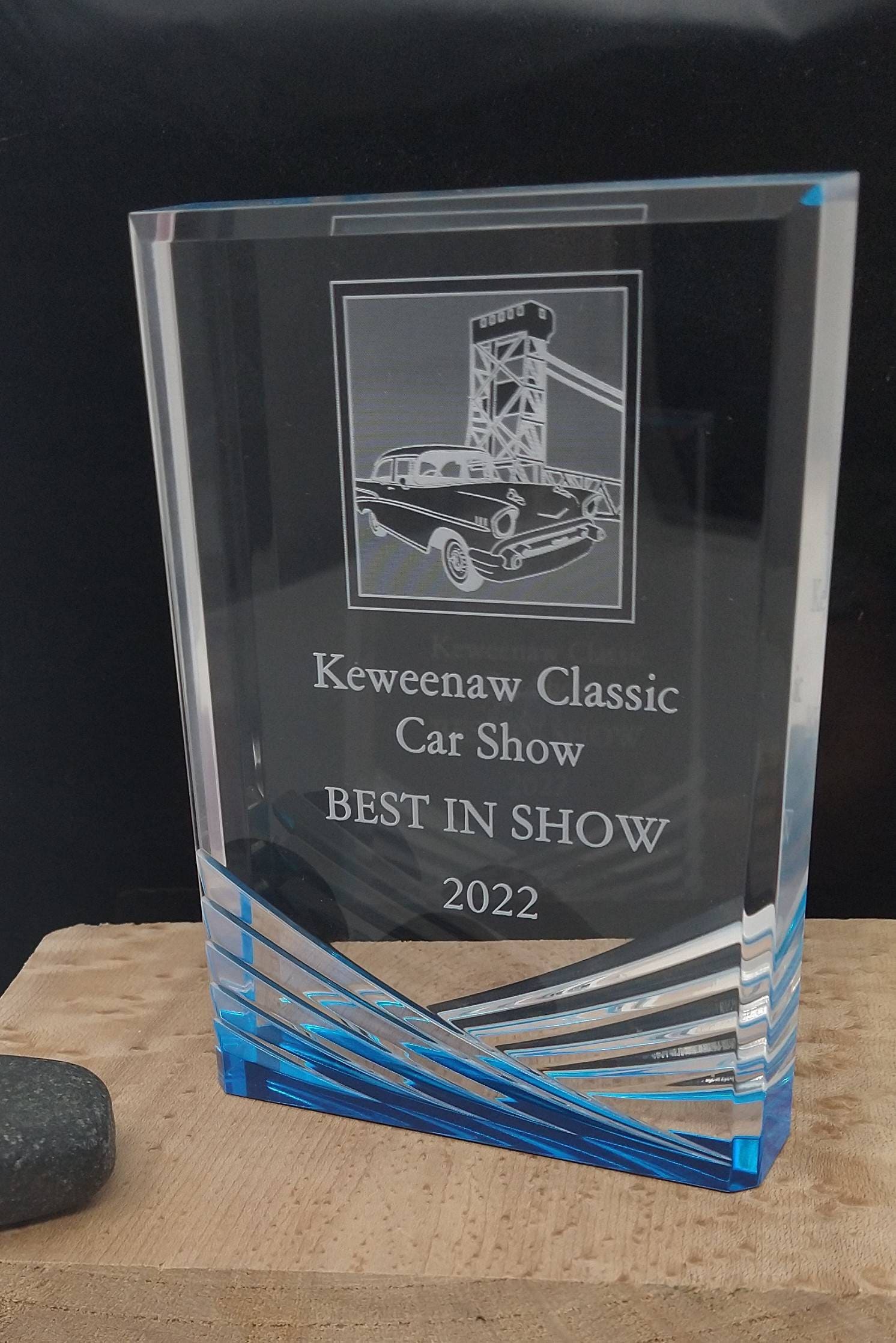 Custom Engraved, Inspire Acrylic Award With Blue Accents. Car Show ...