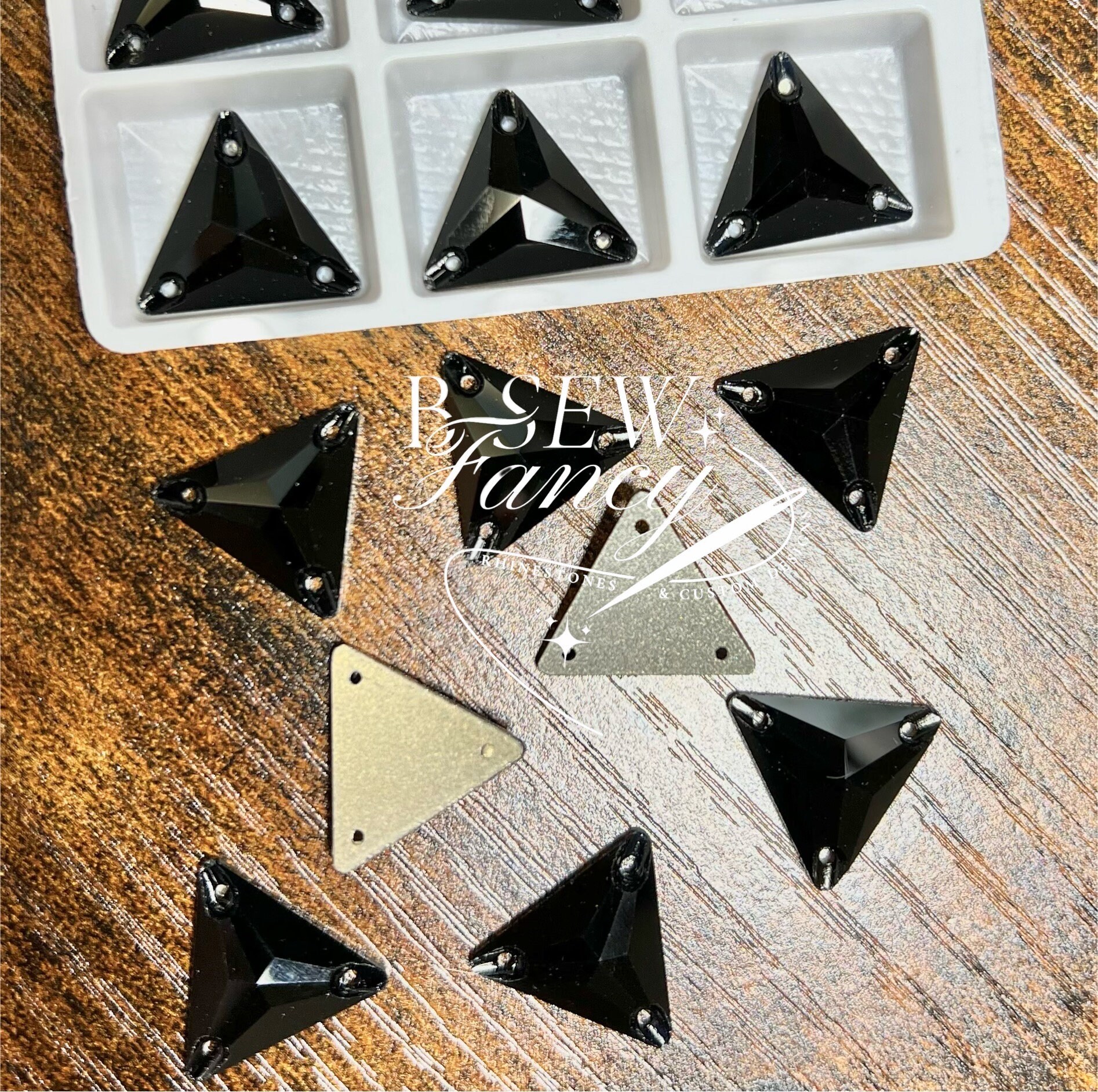 Jet Black Sew-on Glass Triangle Rhinestones - Etsy