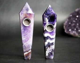 Amethyst Crystal Pipe, Gemstone Pipe, Purple Stone Bowl, Crystal ...