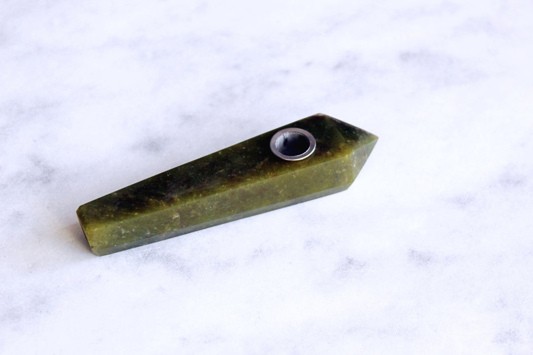 Olive Green JADE Pipe Obelisk Sacred Geometry, Ceremonial Pipes ...