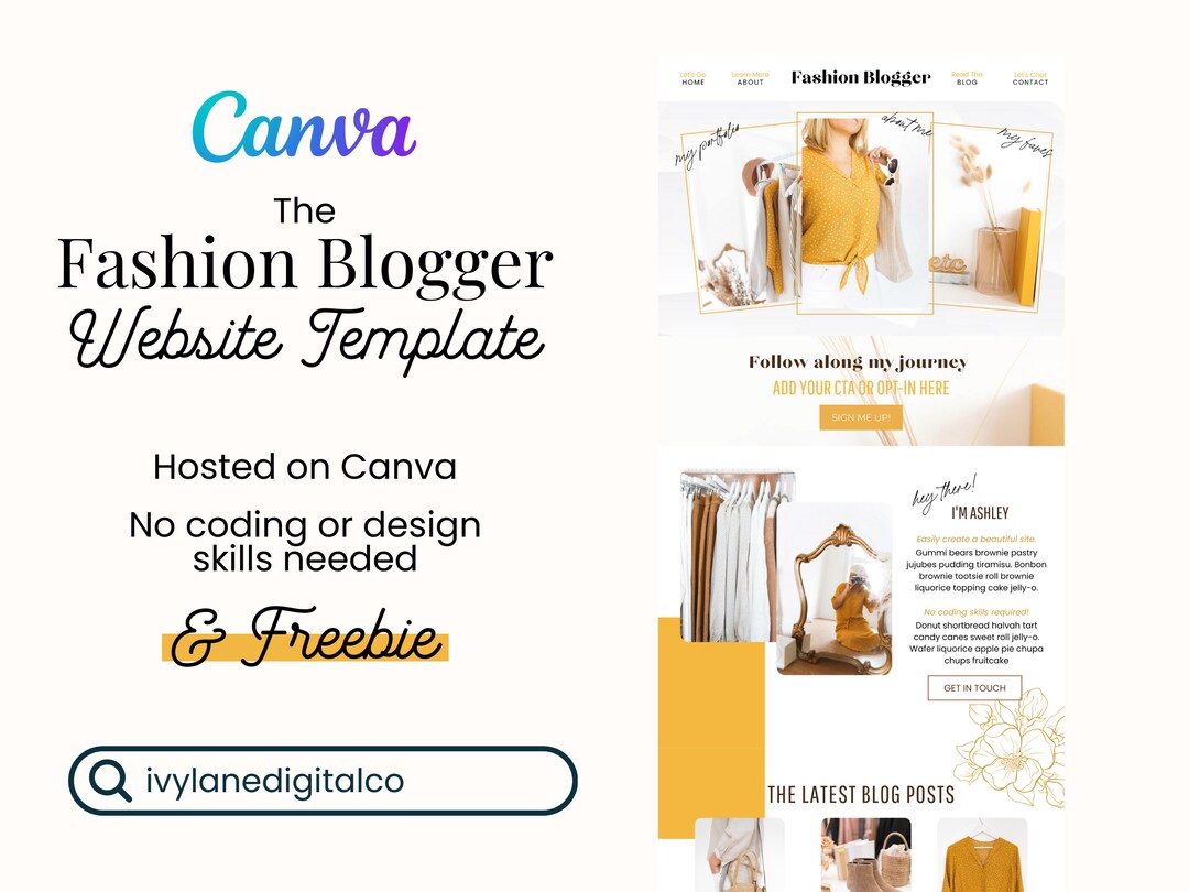 Canva Website Template for Fashion Bloggers, UGC Creators, Content ...