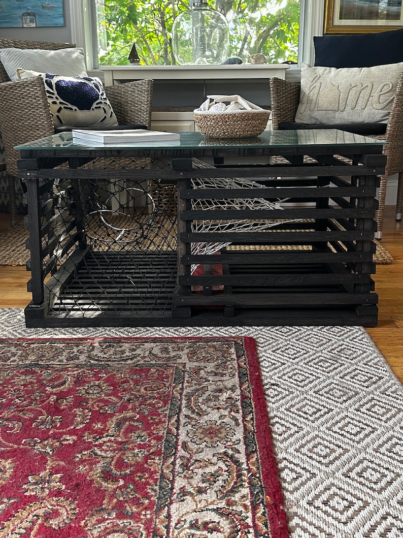 Costal Stained Black Contemporary Wooden Lobster Trap Coffee Table - Etsy