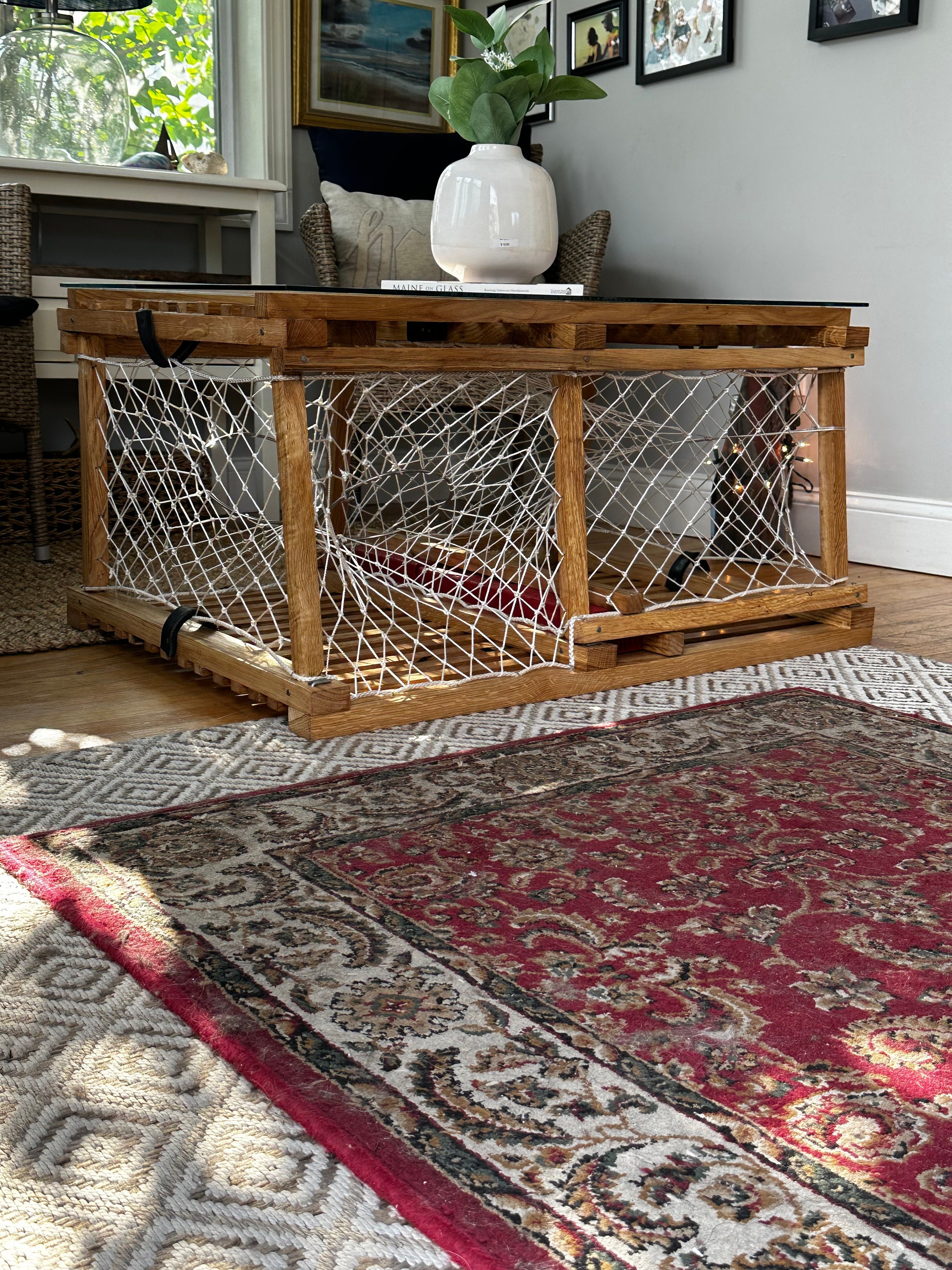 Costal Authentic Solid White Oak Wooden Lobster Trap Coffee Table - Etsy