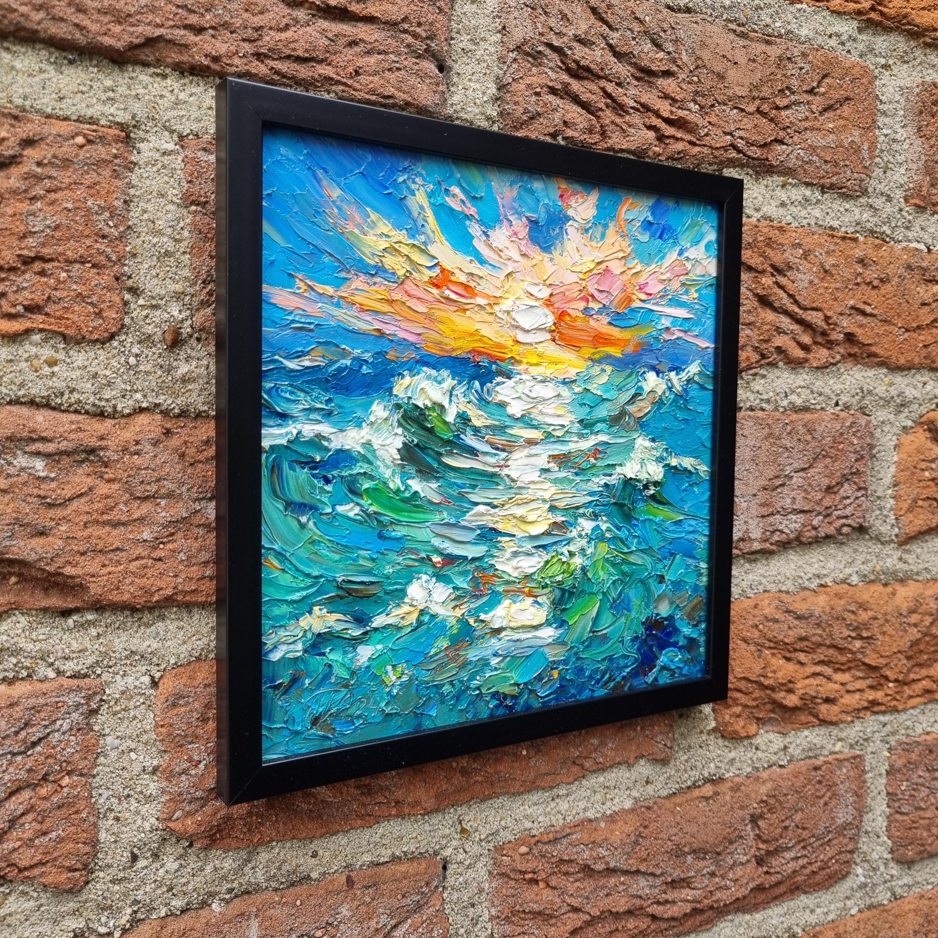 Ocean Painting ORIGINAL Impasto Abstract Oil Art Sunset Artwork Sea ...