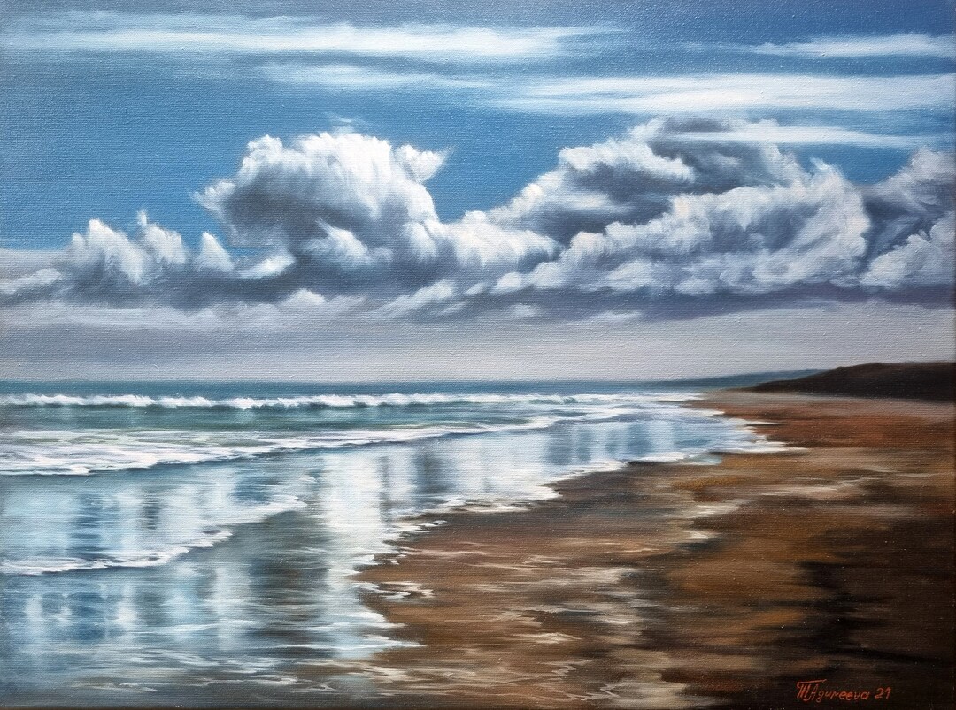 Coastal Painting Original Canvas Art, Seascape Wall Art Netherlands ...