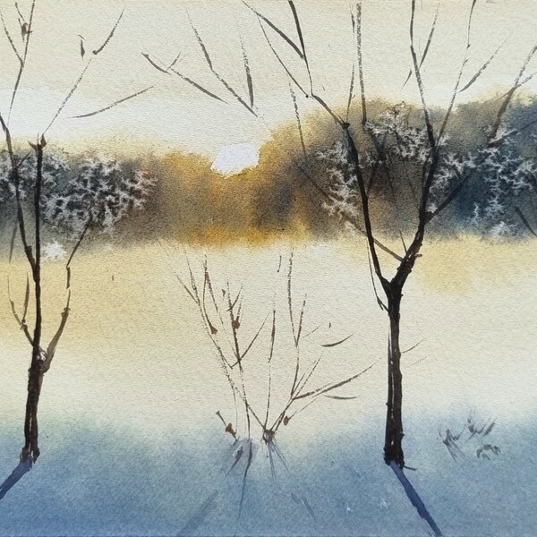 Watercolor Painting Simple Winter - Etsy